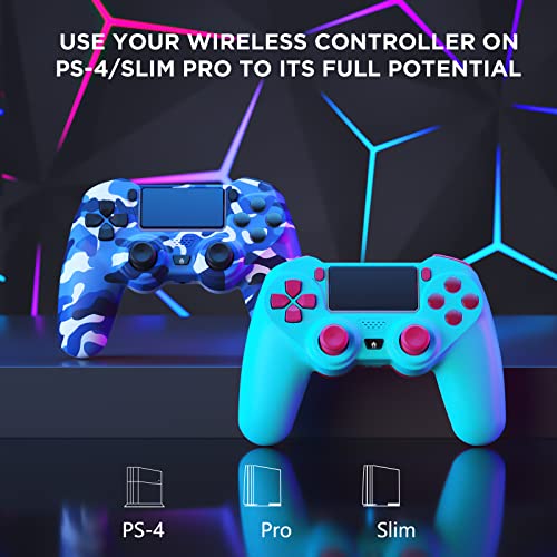 ASLDPUO 2 Pack Wireless Controller Compatible with PS4/Slim/Pro/Playstation 4, with USB Cable/Dual Vibration/6-Axis Motion Control/3.5mm Audio Jack/Multi Touch Pad