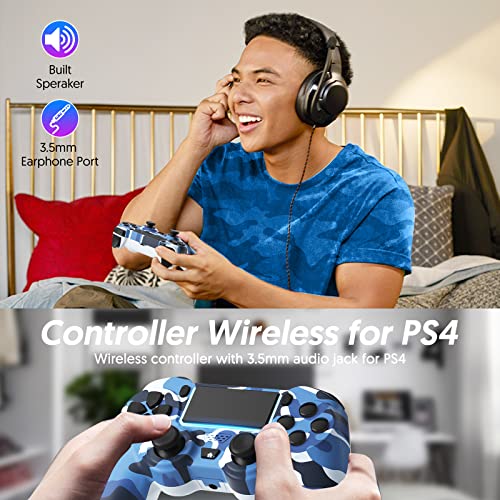 ASLDPUO 2 Pack Wireless Controller Compatible with PS4/Slim/Pro/Playstation 4, with USB Cable/Dual Vibration/6-Axis Motion Control/3.5mm Audio Jack/Multi Touch Pad