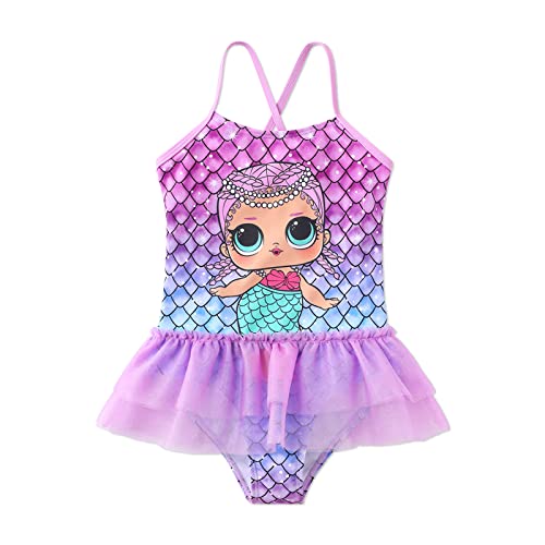 L.O.L. Surprise! Kid Girl Mesh Splice Mermaid Onepiece Slip Swimsuit Light Purple Kids: 11-12 Years