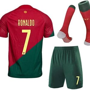 Football Jersey No.7, Soccer Jersey, Sports Fans Outdoor T-Shirt Boys Kids Youth Jersey Shirt Socks Soccer Shirt Gift Kit Set (S (h 63-65in w 99-121lb))