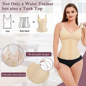 RDSIANE Body Slimming Tank Top For Women V-Neck Cami Shaper Waist Trainer Shapewear Top Tummy Control Beige