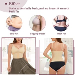 RDSIANE Body Slimming Tank Top For Women V-Neck Cami Shaper Waist Trainer Shapewear Top Tummy Control Beige