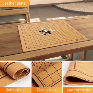 Songyun Go Set with Reversible 19x19 / 13x13 Portable Travel Go Game Set Roll-up and Foldable Artificial Leather Board with 361 Single Convex Ceramic Stones Linen Bundle Pocket Weqi Games