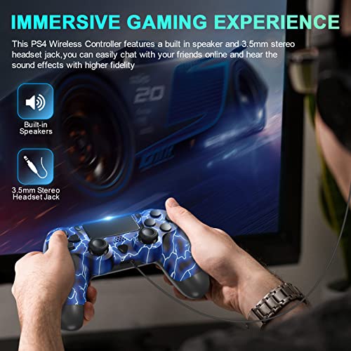 PS4 Controller Wireless Compatible with PS4/Slim/Pro/PC with Dual Vibration,Motion Sensor,Touch Pad,Headphone Jack