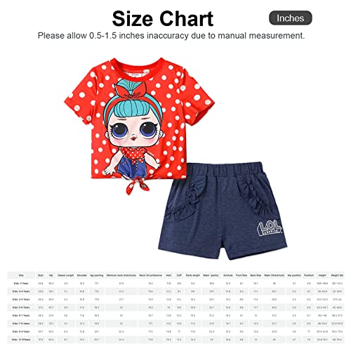 L.O.L. Surprise! Toddler/Kid Girl 2pcs Polka dots Tie Knot Tee and Ruffled Shorts Set Red Kids: 6-7 Years