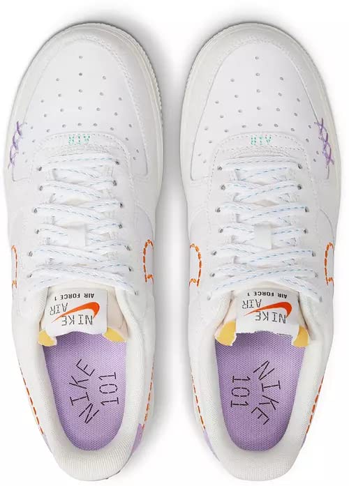 Nike Women's Air Force 1 '07 Shoes, White/Safety Orange Sail Prime, 9