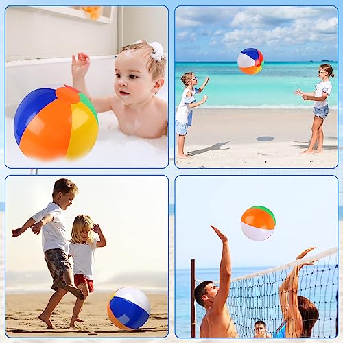 6 Packs Beach Ball, PVC Beach Balls Bulk, Classic Rainbow Mini Beach Balls, Diameter 10” Outdoor Sports Beach Balls for Pool Party Gift Decoration, Beach Toys, Pool Toys Water Games Seaside