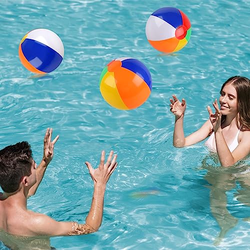 6 Packs Beach Ball, PVC Beach Balls Bulk, Classic Rainbow Mini Beach Balls, Diameter 10” Outdoor Sports Beach Balls for Pool Party Gift Decoration, Beach Toys, Pool Toys Water Games Seaside