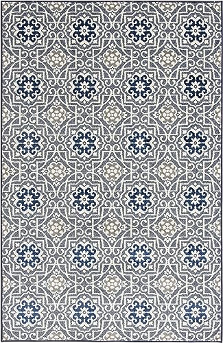 LOOMAKNOTI Tecopa Kidore 8' x 10' Blue Geometric Indoor/Outdoor Area Rug