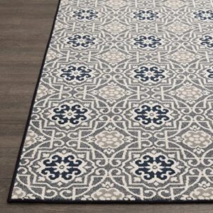 LOOMAKNOTI Tecopa Kidore 8' x 10' Blue Geometric Indoor/Outdoor Area Rug