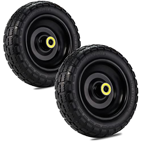 4.10/3.50-4 Tires Wheels Fit for Gorilla Cart 2 Pack 10 Inch Flat Free Wheels Puncture Resistant Tyre for Carts,Hand Truck,Dolly,Wagon,Wheelbarrow