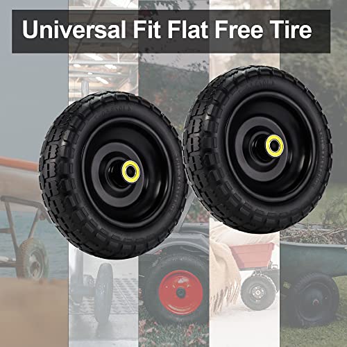 4.10/3.50-4 Tires Wheels Fit for Gorilla Cart 2 Pack 10 Inch Flat Free Wheels Puncture Resistant Tyre for Carts,Hand Truck,Dolly,Wagon,Wheelbarrow