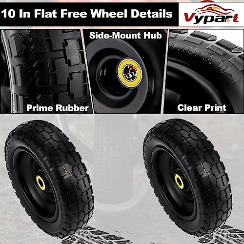 4.10/3.50-4 Tires Wheels Fit for Gorilla Cart 2 Pack 10 Inch Flat Free Wheels Puncture Resistant Tyre for Carts,Hand Truck,Dolly,Wagon,Wheelbarrow