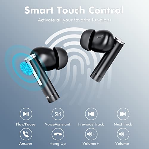 Wireless Earbuds Bluetooth Headphones 5.3, 50H Playtime Bluetooth Earbuds Built in Noise Cancellation Mic with LED Digital Display Charging Case, IPX7 Waterproof Ear Buds for iPhone Android (Black)