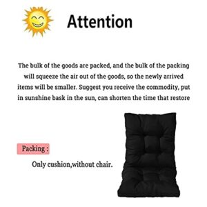 SEAHOME Waterproof Outdoor Seat Back Chair Cushion, Spring/Summer Seasonal All Weather Replacement Cushions, Tufted Pillow Rocking Chair Cushion Indoor,High Back Cushion with Ties (Black)