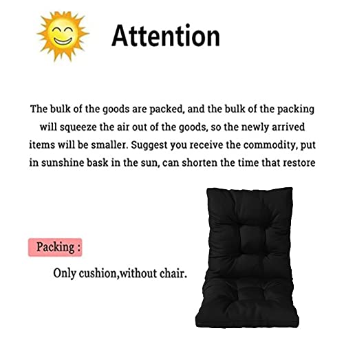 SEAHOME Waterproof Outdoor Seat Back Chair Cushion, Spring/Summer Seasonal All Weather Replacement Cushions, Tufted Pillow Rocking Chair Cushion Indoor,High Back Cushion with Ties (Black)