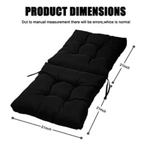 SEAHOME Waterproof Outdoor Seat Back Chair Cushion, Spring/Summer Seasonal All Weather Replacement Cushions, Tufted Pillow Rocking Chair Cushion Indoor,High Back Cushion with Ties (Black)