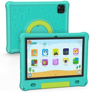 10 Inch Kids Tablet, Android 12 Tablets for Kids, Toddler Tablet with 3GB RAM 64GB ROM, Dual Camera 1280x800 HD IPS Touchscreen 6000mAh Pre-Installed Parental Control Kid-Proof Case (Blue-Green)