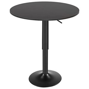 hoobro bar table, height-adjustable round pub table 27-35.4 inches, cocktail table with base, modern style, suitable for living room, dining room, bistro, black bk58bt01g1