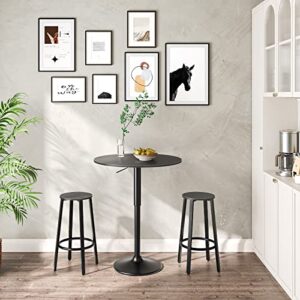 HOOBRO Bar Table, Height-Adjustable Round Pub Table 27-35.4 Inches, Cocktail Table with Base, Modern Style, Suitable for Living Room, Dining Room, Bistro, Black BK58BT01G1