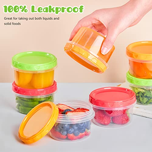 Zezzxu 12 Pack 8 oz Small Plastic Containers with Screw on Lids, Reusable Deli Containers Stackable Food Storage Jars, Microwave & Freezer Safe (Red/Green/Yellow)