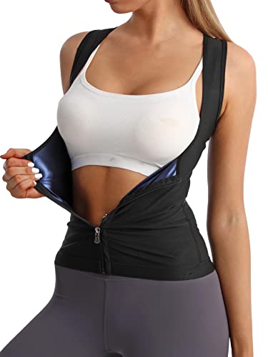 Verdusa Women's Waist Trimmer Sweat Vest Waist Trainer Cincher Underbust Body Shaper Blue Black XL