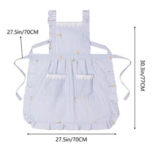 Funny Aprons for Women with Pockets, Kitchen Cooking Grilling Bbq Cute Chef Apron, Mothers Day Birthday Gifts for Women (Blue/Stripe)