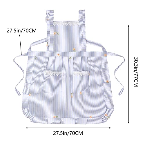 Funny Aprons for Women with Pockets, Kitchen Cooking Grilling Bbq Cute Chef Apron, Mothers Day Birthday Gifts for Women (Blue/Stripe)