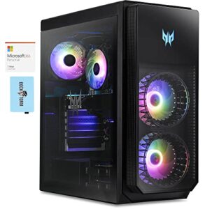 acer predator orion 5000 gaming & entertainment desktop pc (intel i7-12700f 12-core, 64gb ddr5 4400mhz ram, 2x4tb pcie ssd raid 1 (4tb), win 11 home) with ms 365 personal, dockztorm hub