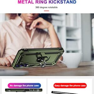 YAUPON a14 5g case Military Bracket Phone case with Metal Kickstand Ring Fall Protection Holder Cases Stand Cover for Samsung Galaxy A14 5G 6.6 inch - Army Green