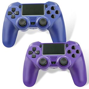 eeidc 2 pack wireless controller for ps4, remote control for playstation 4/slim/pro with double shock/audio/six-axis motion sensor(purple and blue)