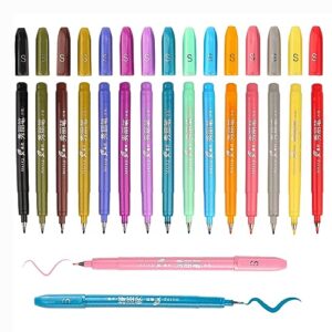 maikedepot felt tip pens, 15pcs calligraphy pen assorted colors sign brush pen art brush marker water based journaling pen set for beginners kids adult lettering, calligraphy (15pcs)