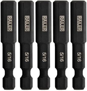 hex 5/16" impact driver bit - railer allen wrench drill hex bits. 1/4 quick release s2 steel 2 inch 5/16" hex bits. (5 pack)