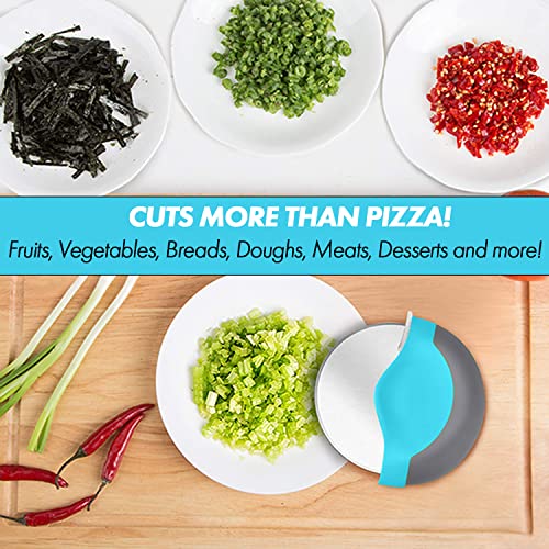 Pizza Cutter Wheel with Protective Blade Cover and Removable Shield - Modern Pizza Slicer Design - Ergonomic Handle for Comfortable Easy Cuts - Stainless Steel & Dishwasher Safe