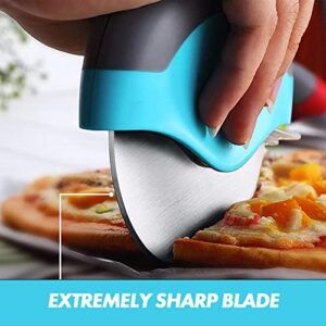 Pizza Cutter Wheel with Protective Blade Cover and Removable Shield - Modern Pizza Slicer Design - Ergonomic Handle for Comfortable Easy Cuts - Stainless Steel & Dishwasher Safe