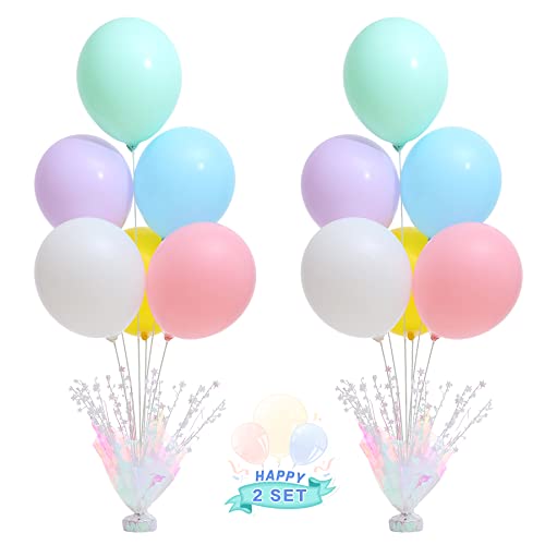 2 Set Pastel Birthday Decorations Rainbow Party Table Balloons Centerpiece Stand Kit for Girls Baby Shower Birthday Party Wedding Prom Table Decorations