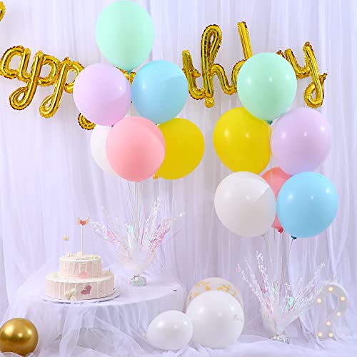 2 Set Pastel Birthday Decorations Rainbow Party Table Balloons Centerpiece Stand Kit for Girls Baby Shower Birthday Party Wedding Prom Table Decorations