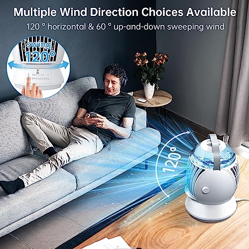 Portable Air Conditioners Fan, 3 Speeds Evaporative Air Cooler with remote, Multi-angle Adjustable Wind, Lightweight, Quiet, Personal Mini Cooling Fan for Room Bedroom Office Tent Caravan (CF008)