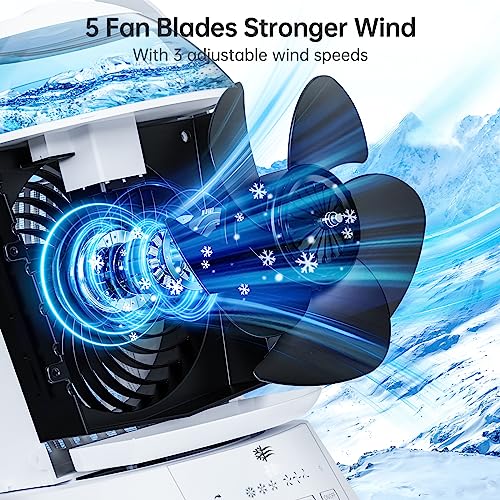 Portable Air Conditioners Fan, 3 Speeds Evaporative Air Cooler with remote, Multi-angle Adjustable Wind, Lightweight, Quiet, Personal Mini Cooling Fan for Room Bedroom Office Tent Caravan (CF008)