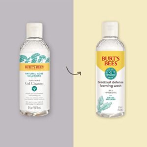 Burt’s Bees Foaming Face Wash, BHA Breakout Defense Cleanser for All Skin Types, Washes Away Impurities & Excess Facial Oil, With a Prebiotic, 8 Oz.