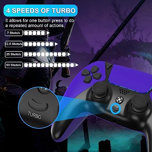 YU33 Ymir Scuf Wireless Controller Works with Modded PS4 Controller, Elite Control Remote Fits Playstation 4 Controller, Joystick/Controles de Pa4 with Mapping/Turbo/1200 mAh Battery, Purple