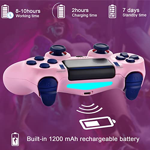 YU33 2 Pack Remote for PS4 Controller, Wireless Gamepad Work for Playstation 4 Controllers, Game Control for PS4 Controller Pro with Joystick, Pa4 Controller for PS4/Silm/PC Purple & Pink