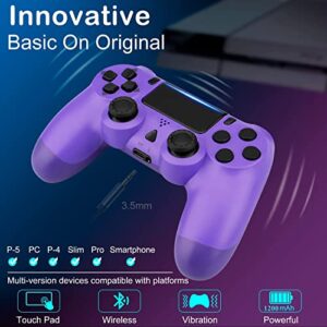 YU33 2 Pack Remote for PS4 Controller, Wireless Gamepad Work for Playstation 4 Controllers, Game Control for PS4 Controller Pro with Joystick, Pa4 Controller for PS4/Silm/PC Purple & Pink