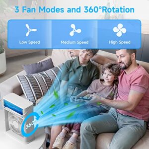 Portable Air Conditioner,4-In-1 Personal Air Cooler Mini Evaporative Fan, Portable AC Mobile Air Conditioner with 360°Rotation, 7 LED Light,3 Wind Speeds, 3 Spray Modes for Office Desk Bedroom Kitchen