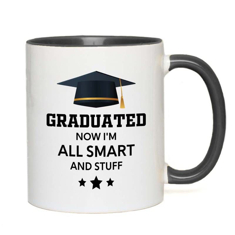 Flairy Land Graduation 2Tone Black Mug 11oz - All Smart and Stuff - Graduation Gifts for Her Senior Graduation College Student College Graduate Classmate MBA Grad