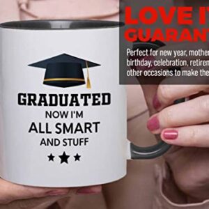 Flairy Land Graduation 2Tone Black Mug 11oz - All Smart and Stuff - Graduation Gifts for Her Senior Graduation College Student College Graduate Classmate MBA Grad