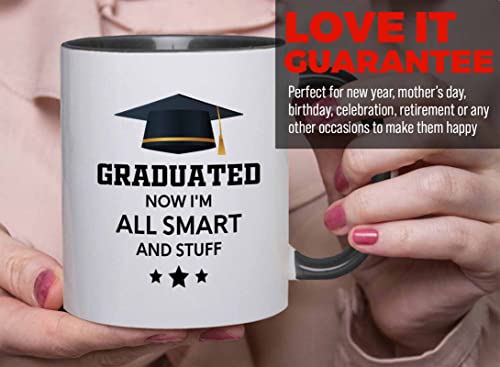 Flairy Land Graduation 2Tone Black Mug 11oz - All Smart and Stuff - Graduation Gifts for Her Senior Graduation College Student College Graduate Classmate MBA Grad