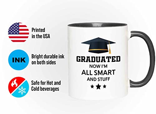 Flairy Land Graduation 2Tone Black Mug 11oz - All Smart and Stuff - Graduation Gifts for Her Senior Graduation College Student College Graduate Classmate MBA Grad