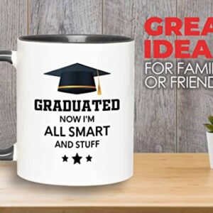 Flairy Land Graduation 2Tone Black Mug 11oz - All Smart and Stuff - Graduation Gifts for Her Senior Graduation College Student College Graduate Classmate MBA Grad