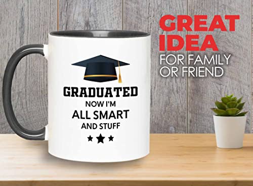 Flairy Land Graduation 2Tone Black Mug 11oz - All Smart and Stuff - Graduation Gifts for Her Senior Graduation College Student College Graduate Classmate MBA Grad